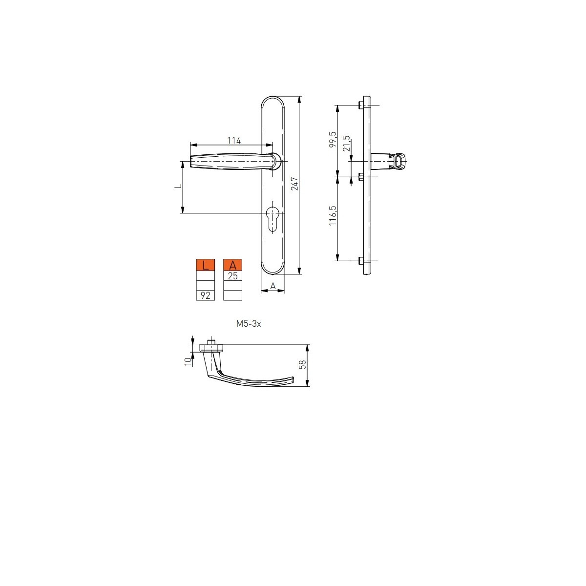Maner usa termopan, Victory, exterior, 92 x 25 mm, cu arc, material ...