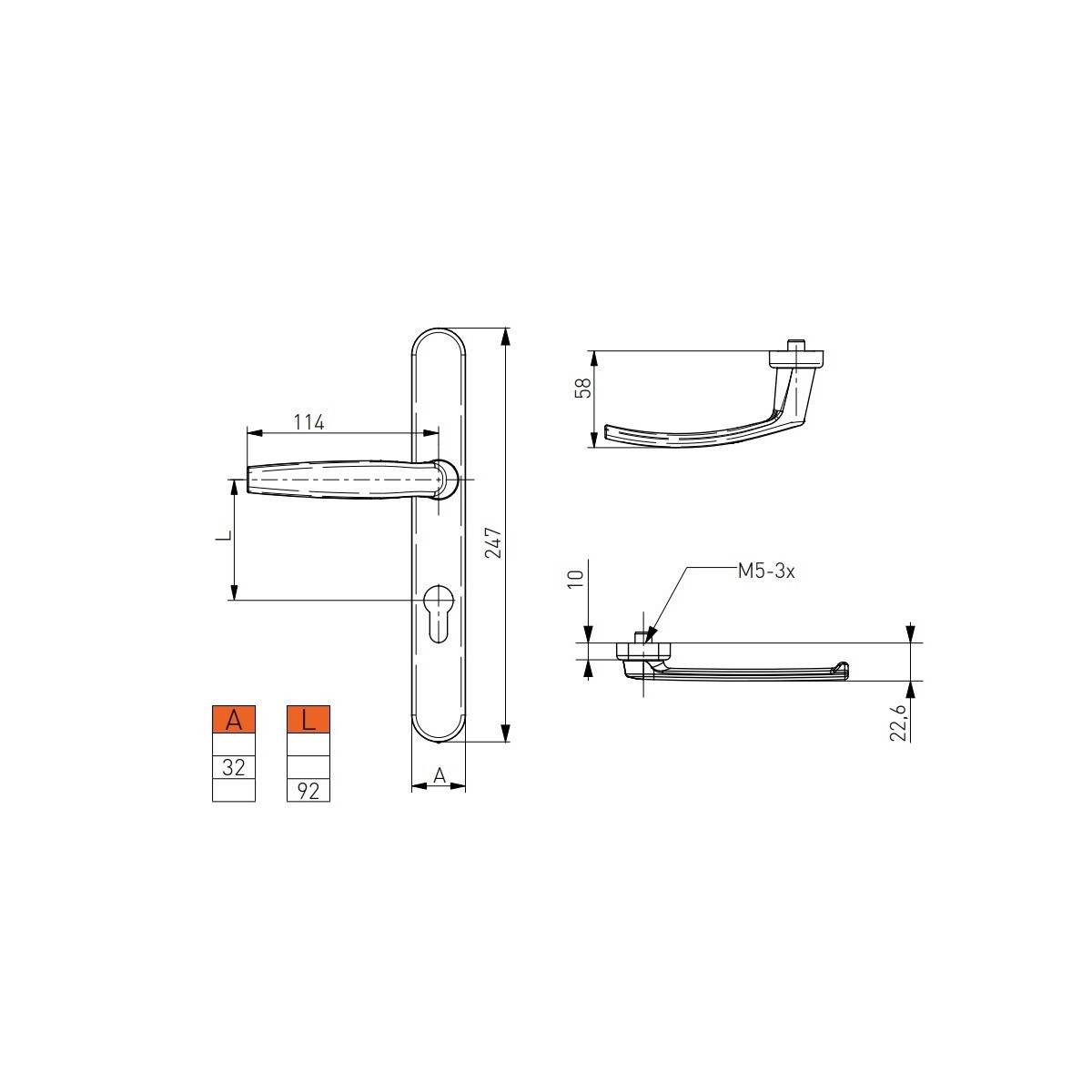 Maner usa termopan, Victory, exterior, asimetric, 92 x 32 mm, material ...