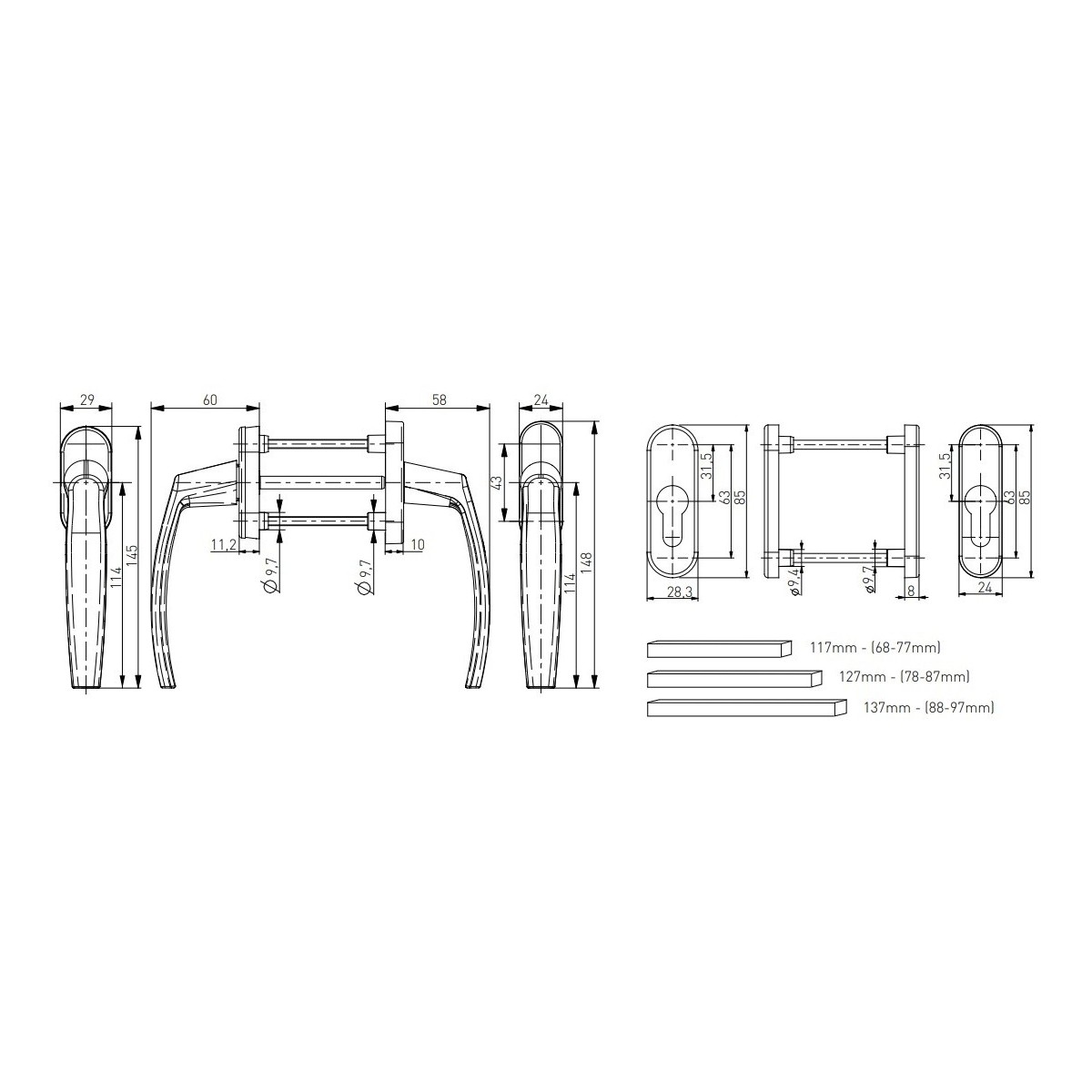 Maner usa de balcon simetrica Victory cu rozeta pentru cilindru culoare ...